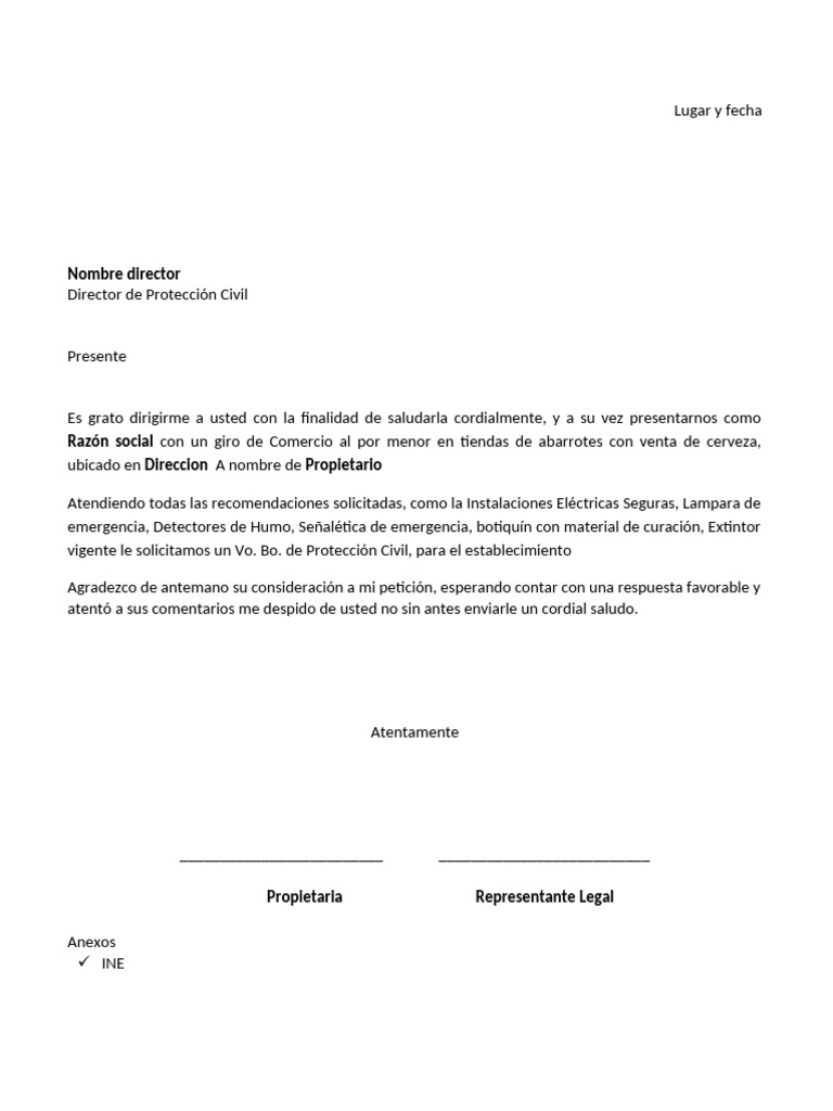 Solicitud de Visto Bueno Proteccion Civil | PDF | Derecho