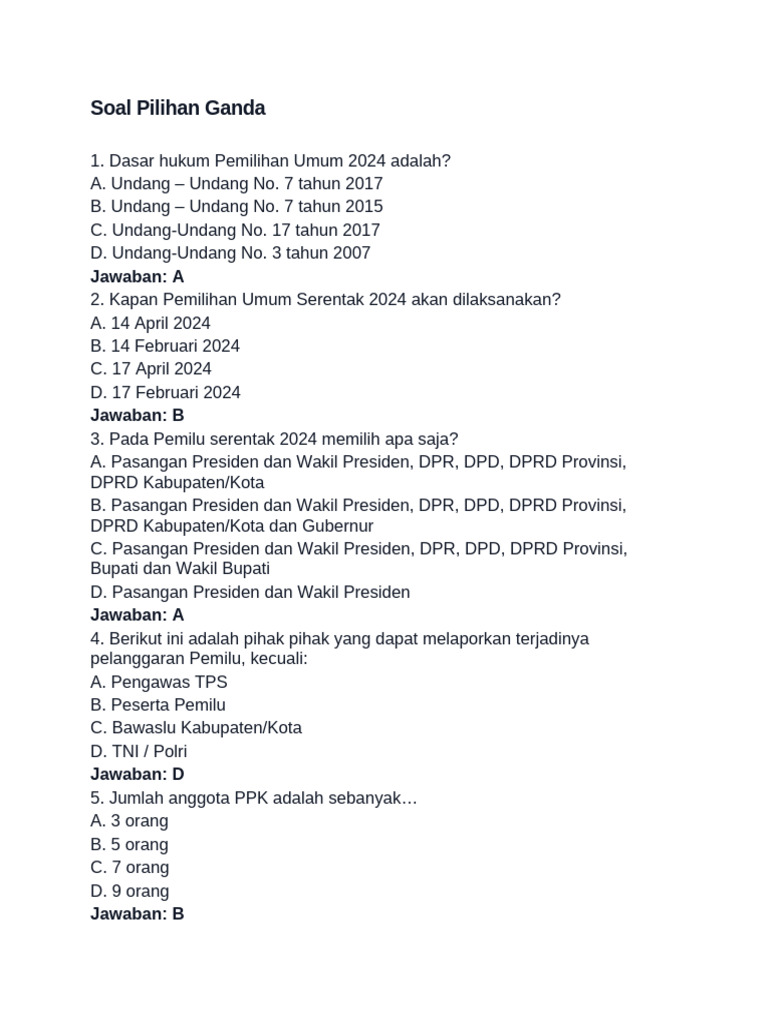Contoh Soal PPK | PDF