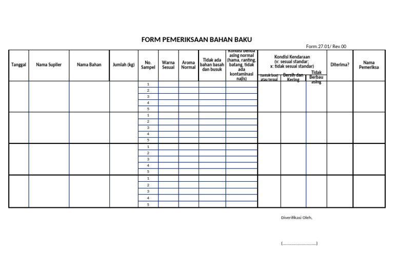 Form Pemeriksaan Bahan Baku | PDF