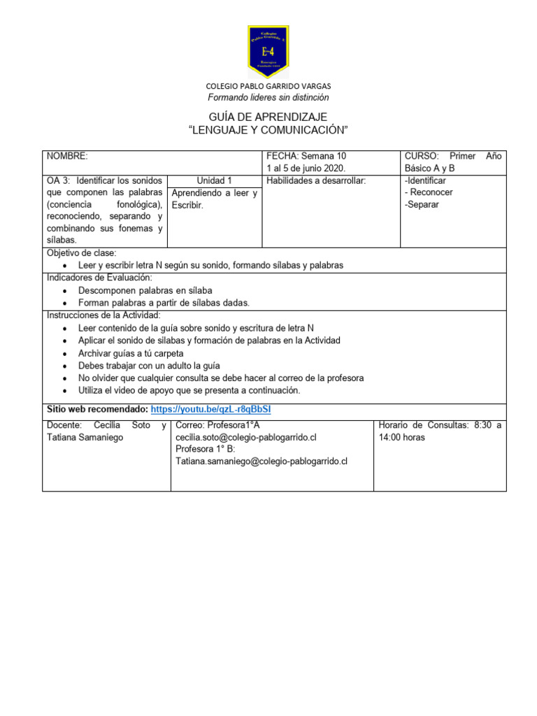 Guia 1 Leng Sem10 | PDF