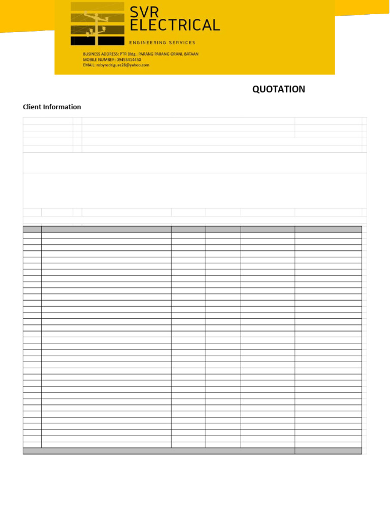 Quotation SVR Transformer Bataan | PDF