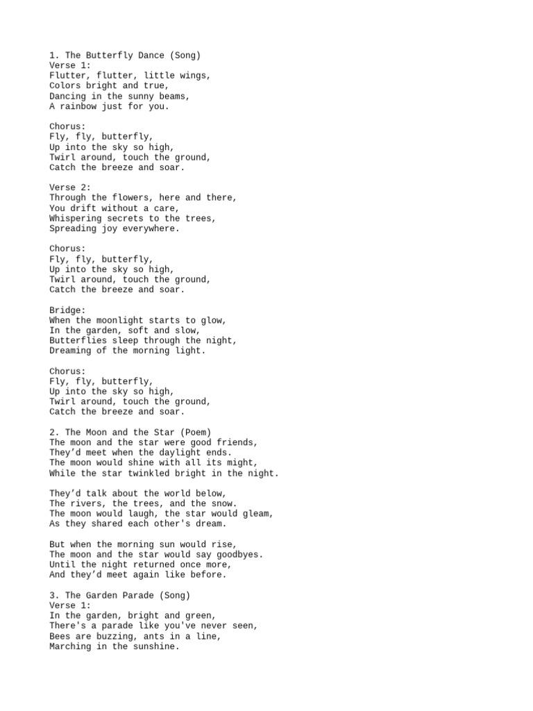 Children Songs and Poems | PDF | Sky | Poetry