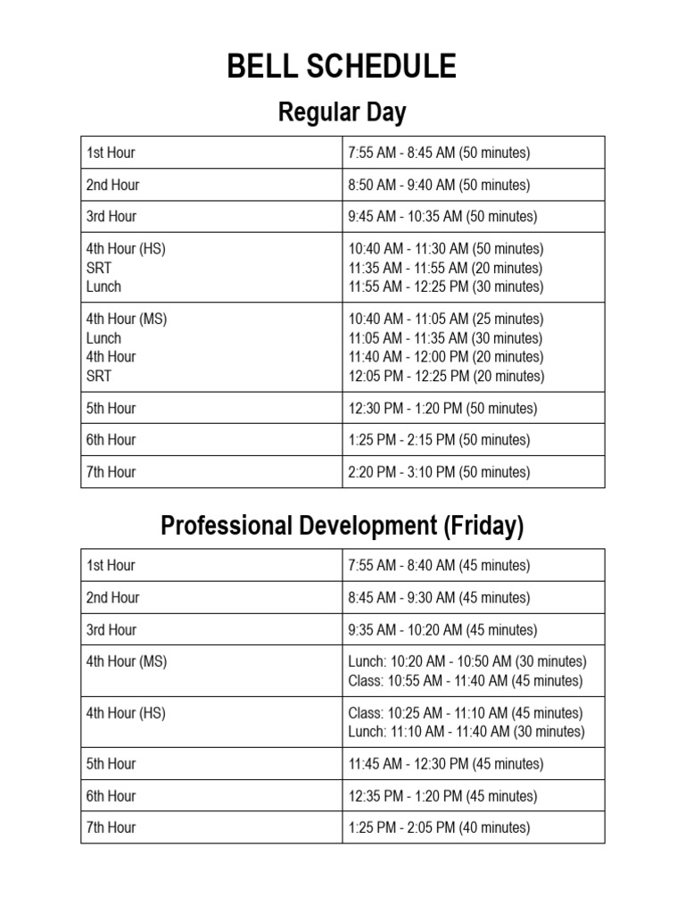 BELL SCHEDULE HS_MS 2022-2023 - Google Docs | PDF
