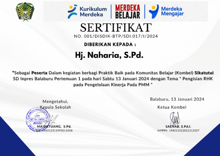 Hj. Nahariah.S.Pd. - 1 | PDF