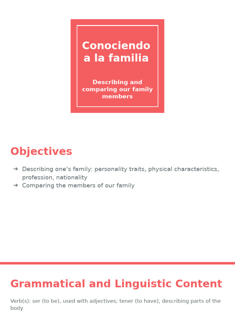 La Familia - Describing and Comparing People | PDF