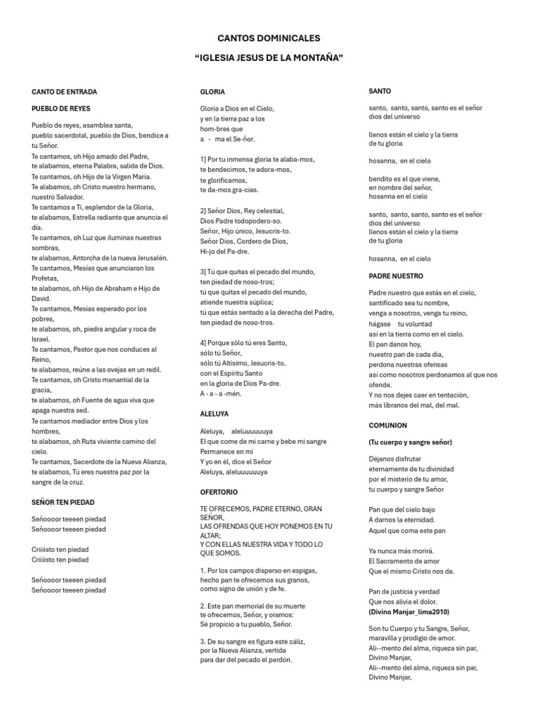 CANTOS DOMINICAL #33 - Sin Acordes | PDF