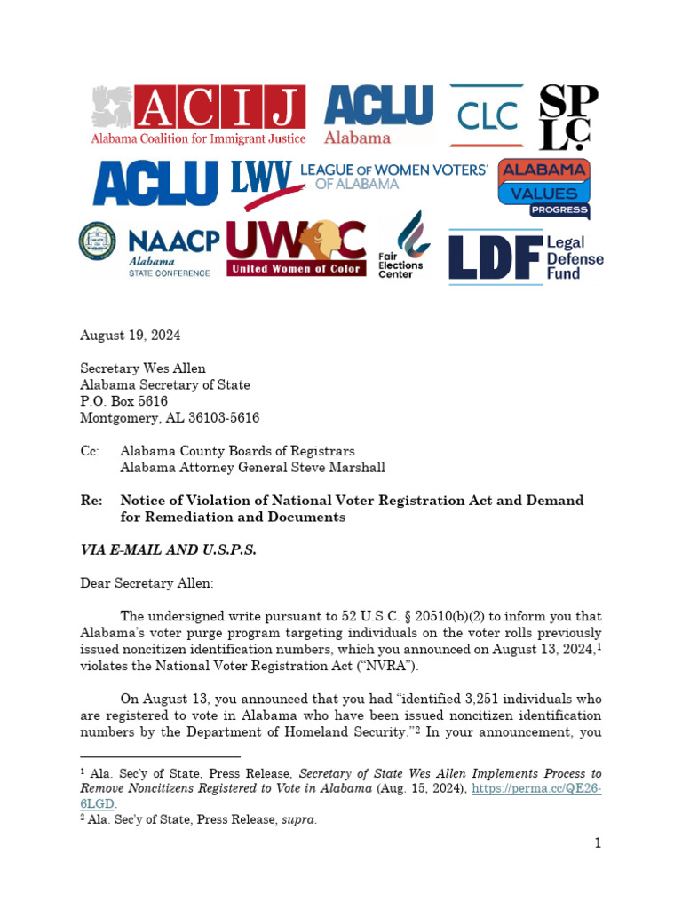 SOS Letter. | PDF | Voter Registration | Social Science