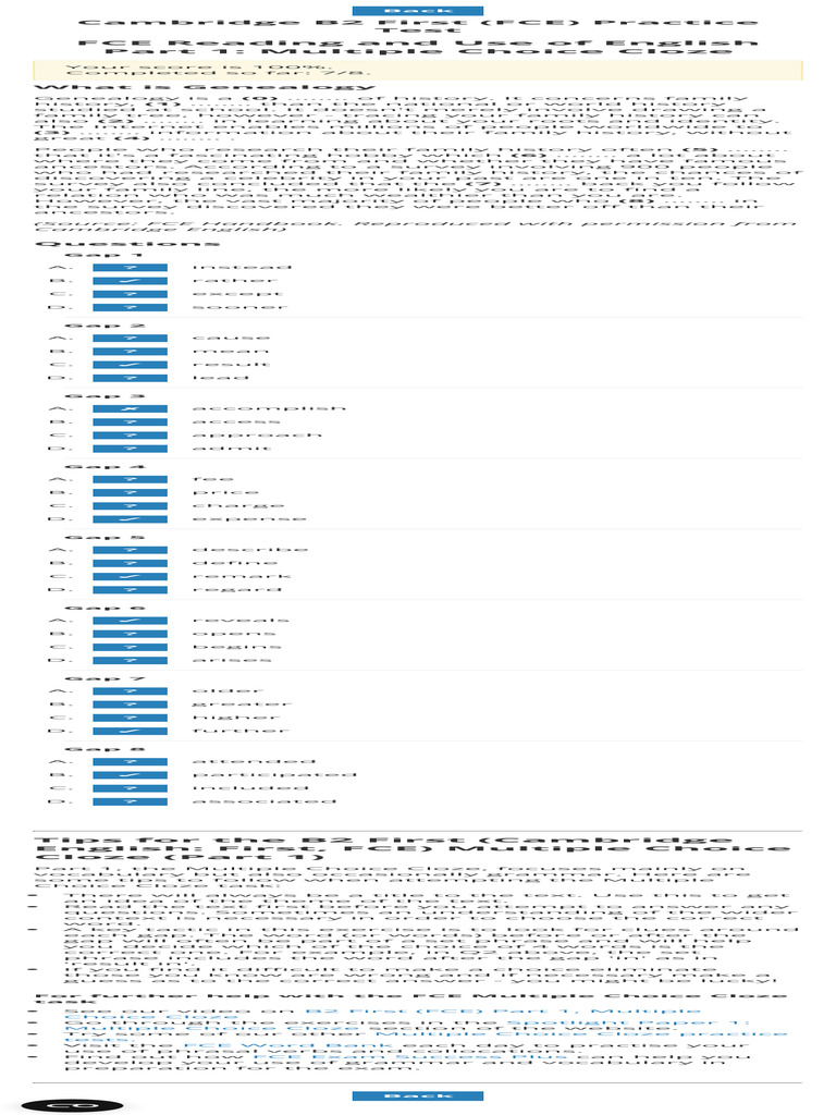 Cambridge B2 First (FCE, First Certificate in English) Multiple Choice ...