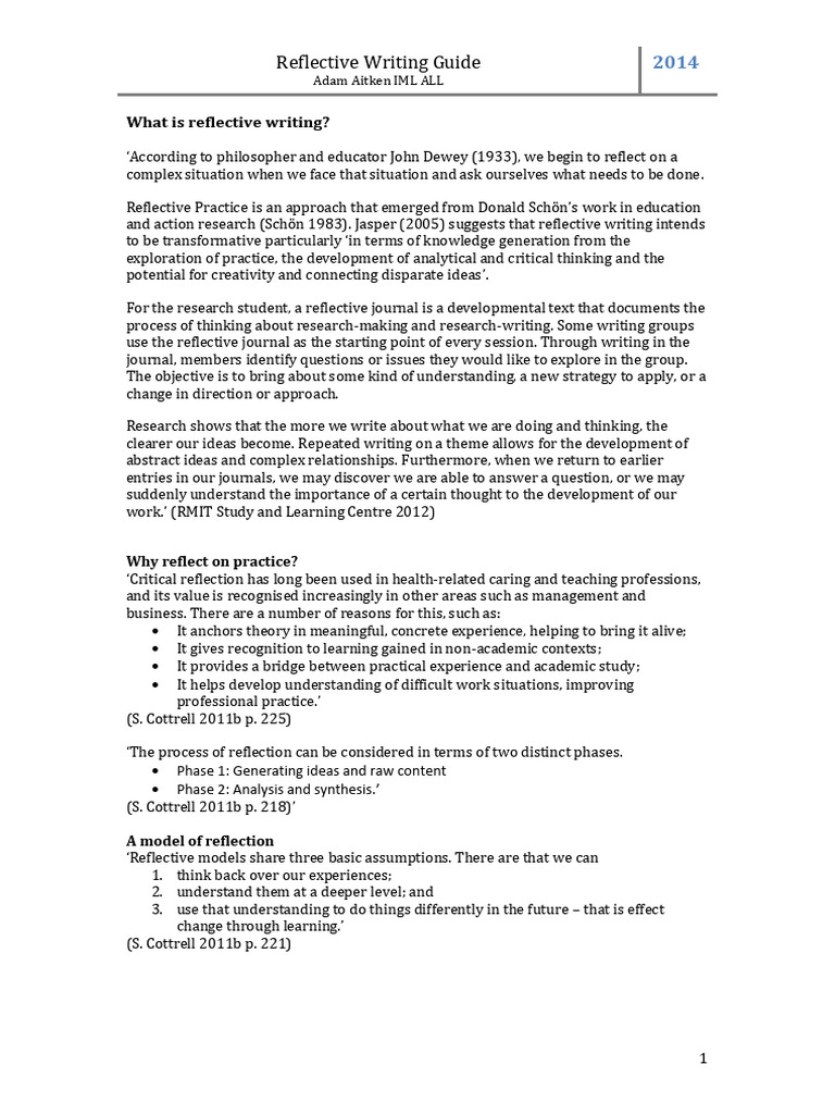 Reflective Writing Guide | PDF