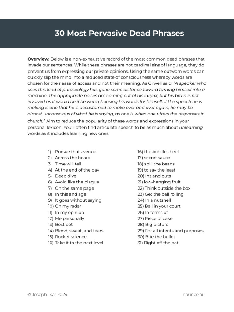 Dead Phrase Index | PDF