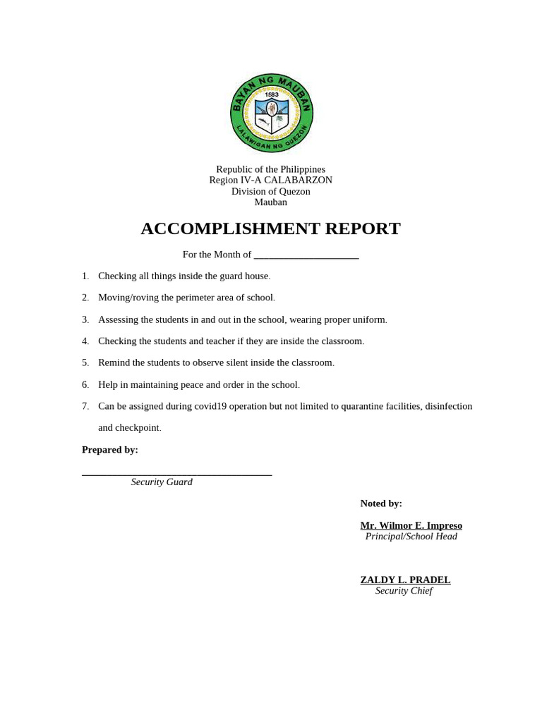 Accomplishment Security Guard | PDF