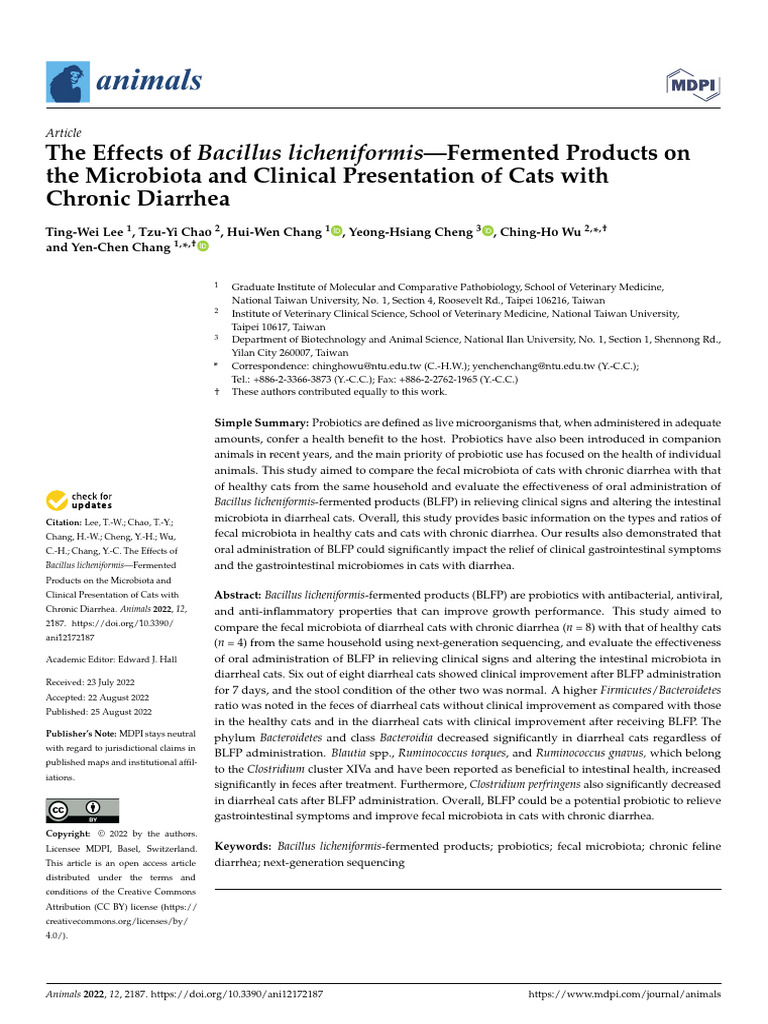 Alt. 1 Efek Bacilus Pada Kucing Diare | PDF