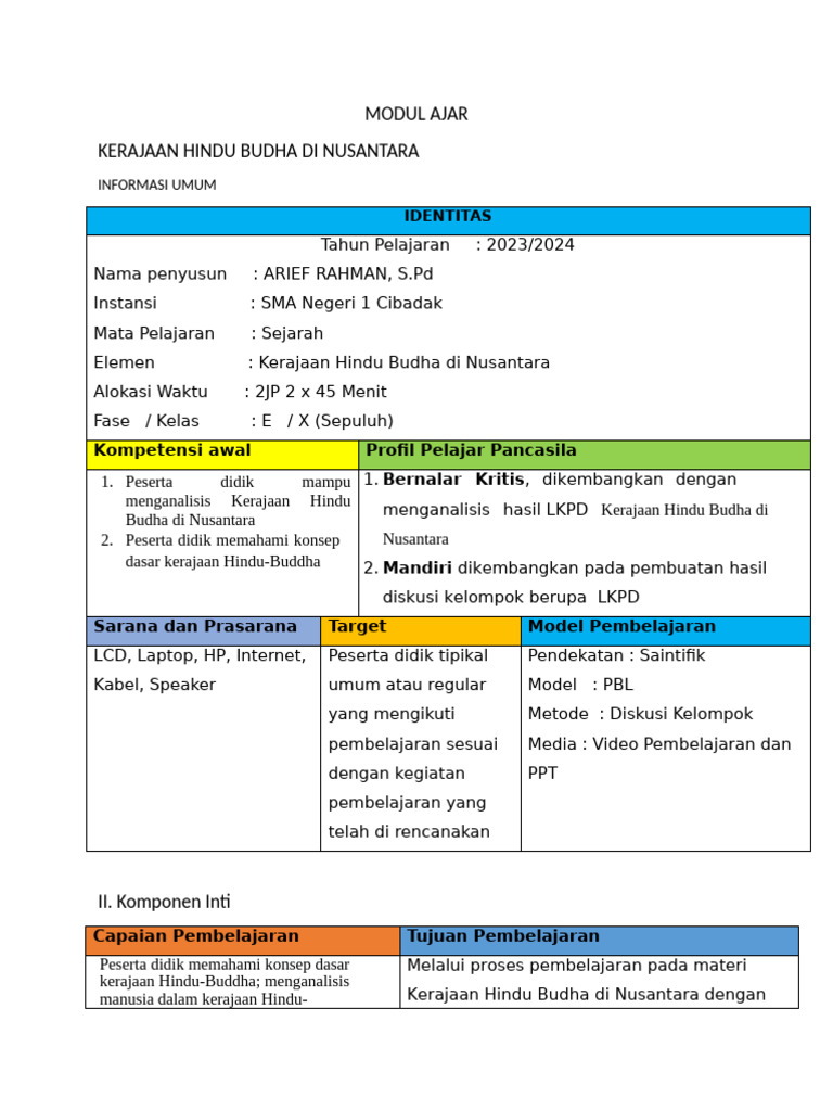 Modul Ajar - Arief Rahman | PDF