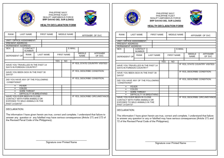 Health Declaration Form | PDF