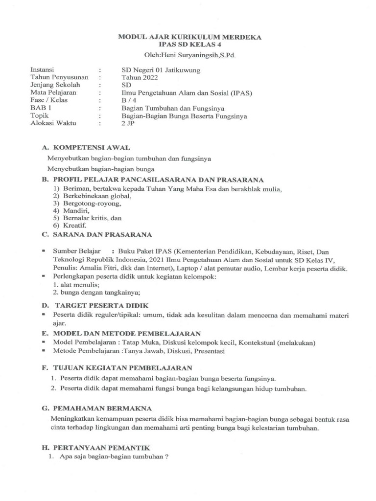 Modul Ipas Bunga | PDF