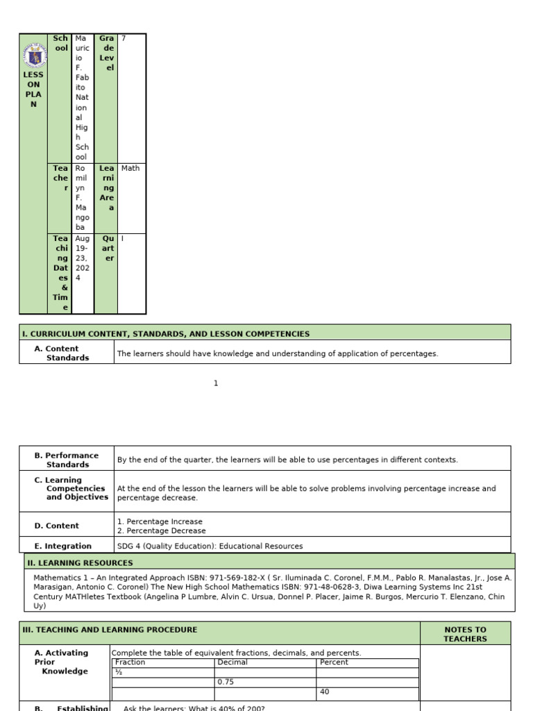 Math 7 Week 4 | PDF
