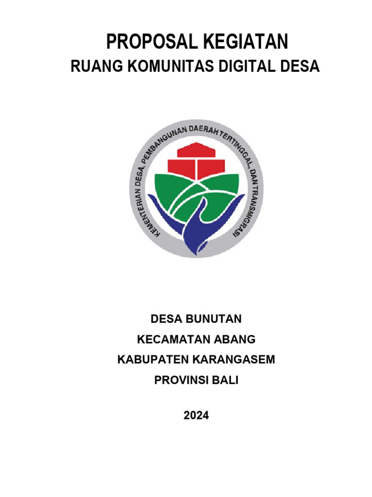 Proposal RKDD Desa Bunutan - 2024 | PDF
