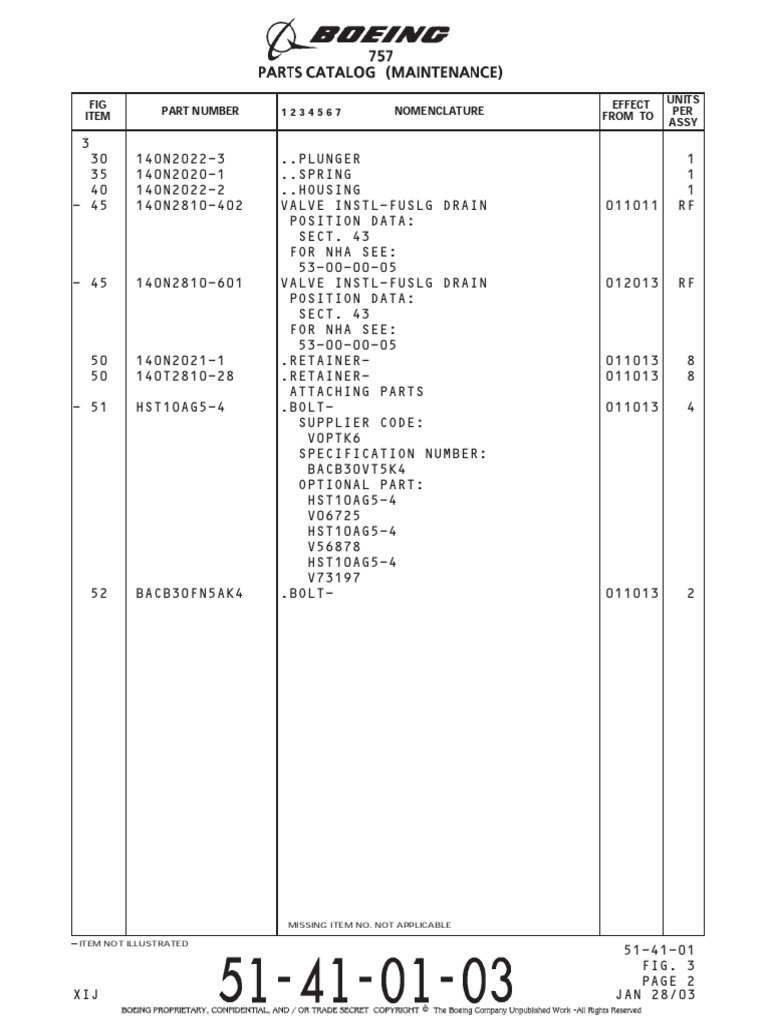 Item 2 Nomenclature Part Number Effect Units PER From To 1 Assy 3 4 5 6 ...