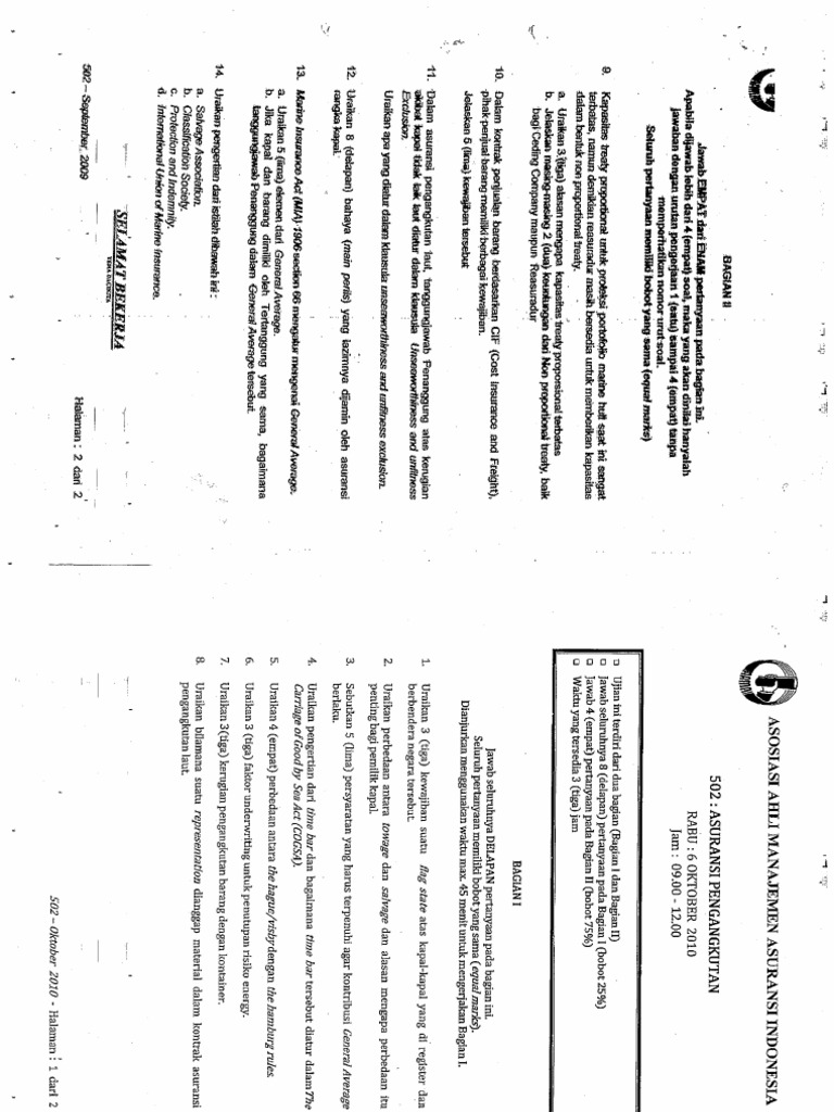 Soal Marine Cargo 1 | PDF