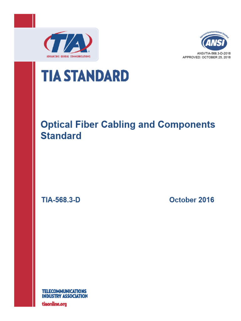 ANSI TIA 568.3 D 2016 Optical Fiber Cabling and Components Standard | PDF