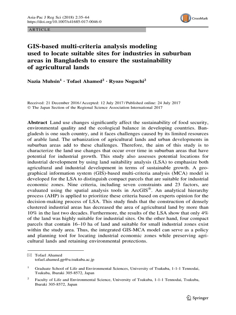 2018 GIS-based Multi-Criteria Analysis Modeling | PDF