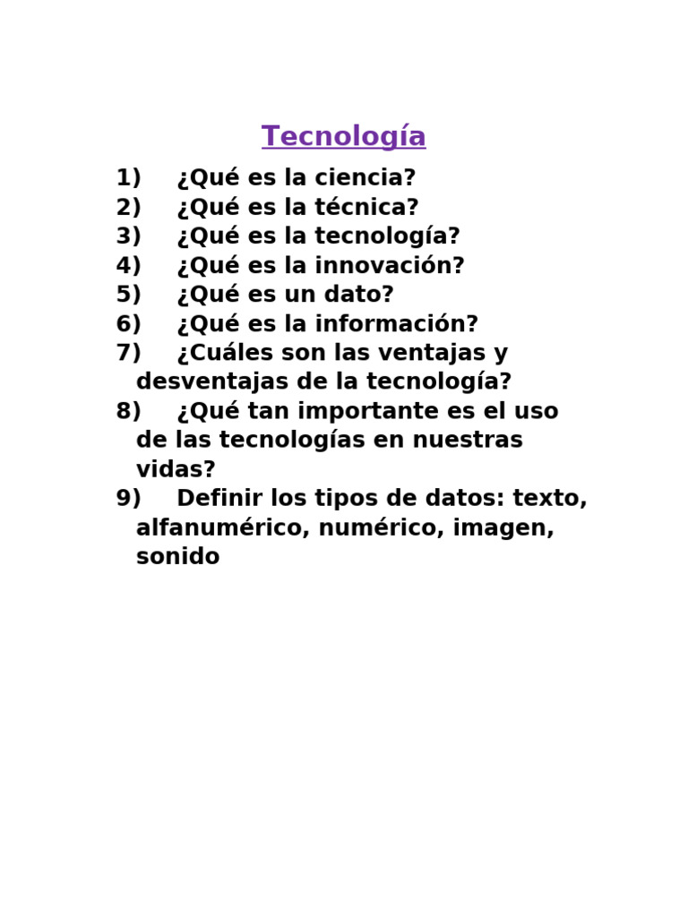 Tecnología Cuestionario | PDF