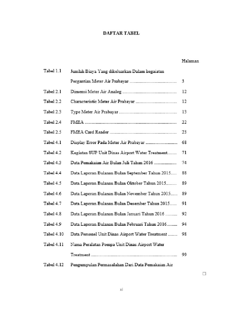 Daftar Tabel | PDF