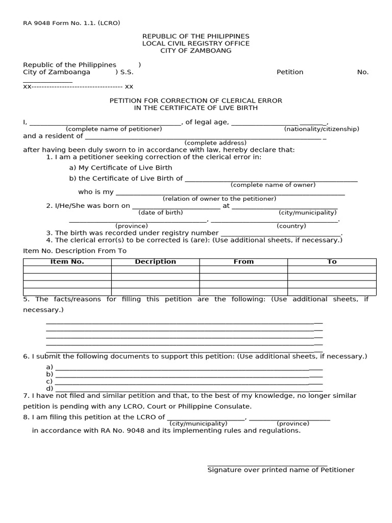 RA-9048-Form-No-1-1 | PDF