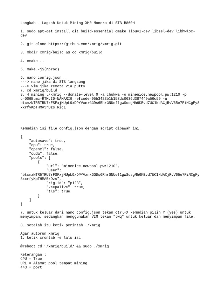 Script Mining XMR Monero Di Linux | PDF