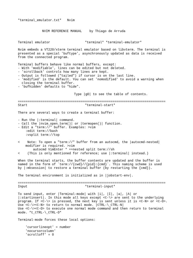 Nvim Terminal Emulator | PDF