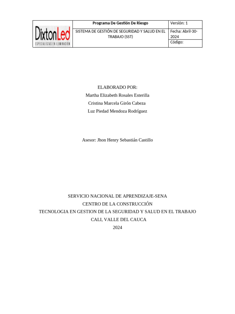 Programa de Gestion de Riesgo 1 | PDF Programa de Gestion de Riesgo 1 | PDF