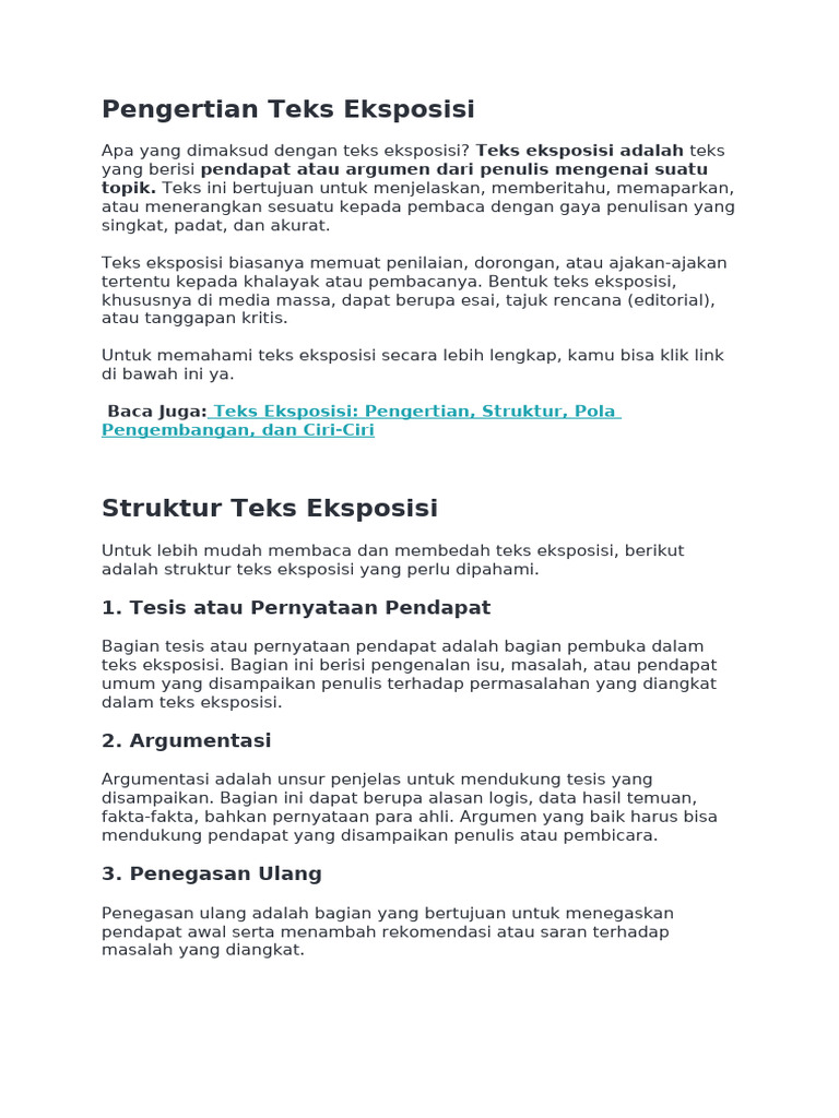 Pengertian Teks Eksposisi | PDF