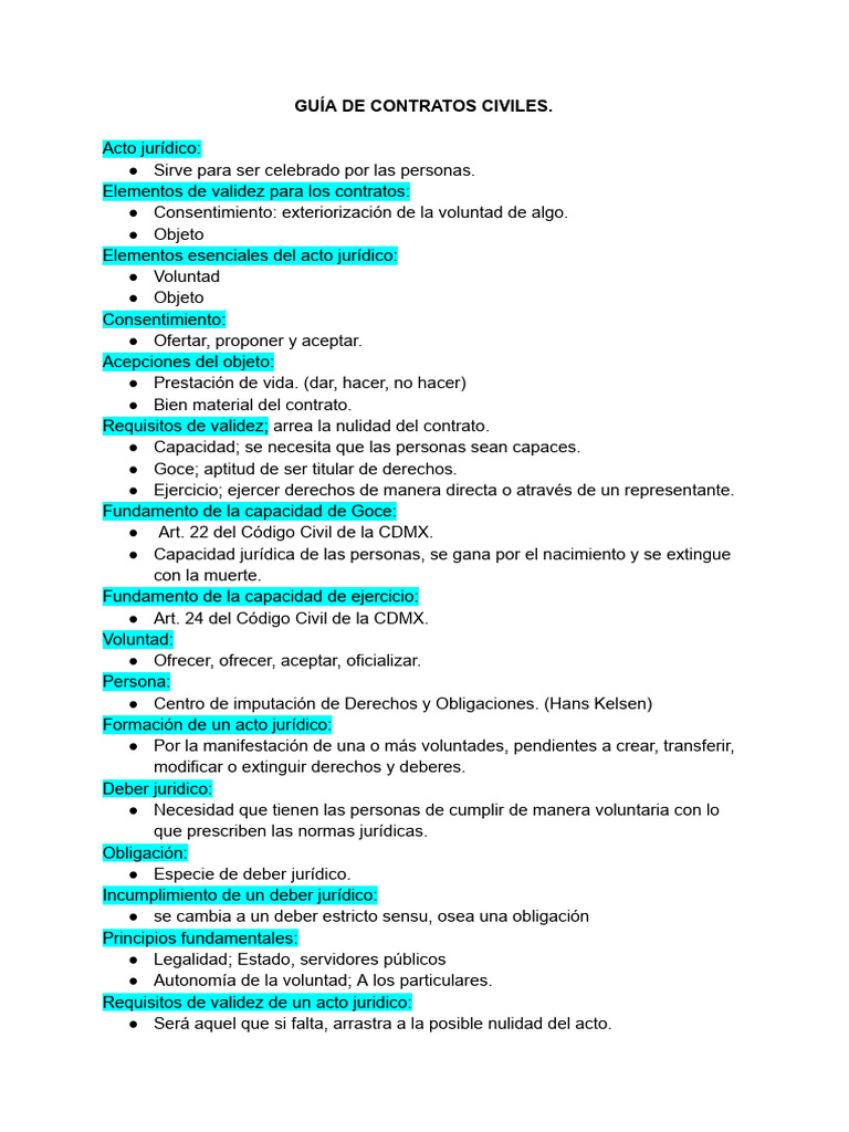 Guía Examen de Contratos | PDF
