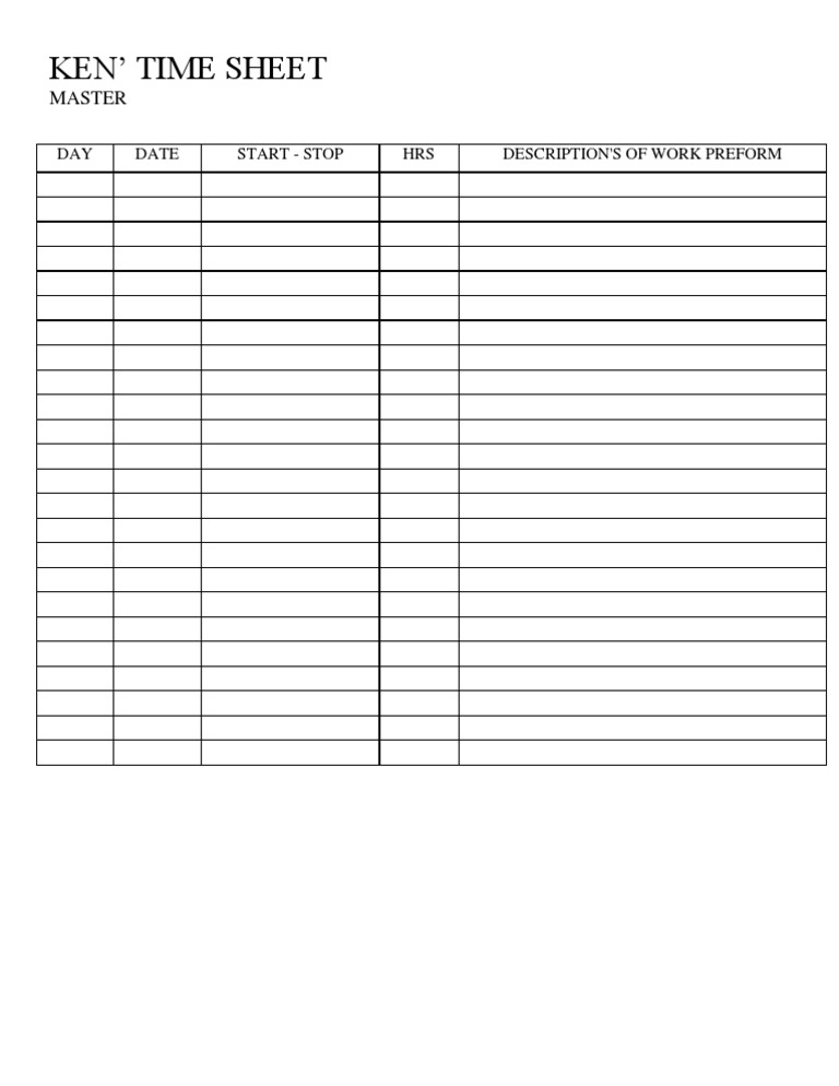 Ken's Time Sheet Template | PDF