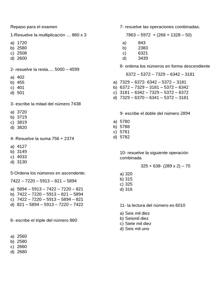 Repaso para El Examen | PDF