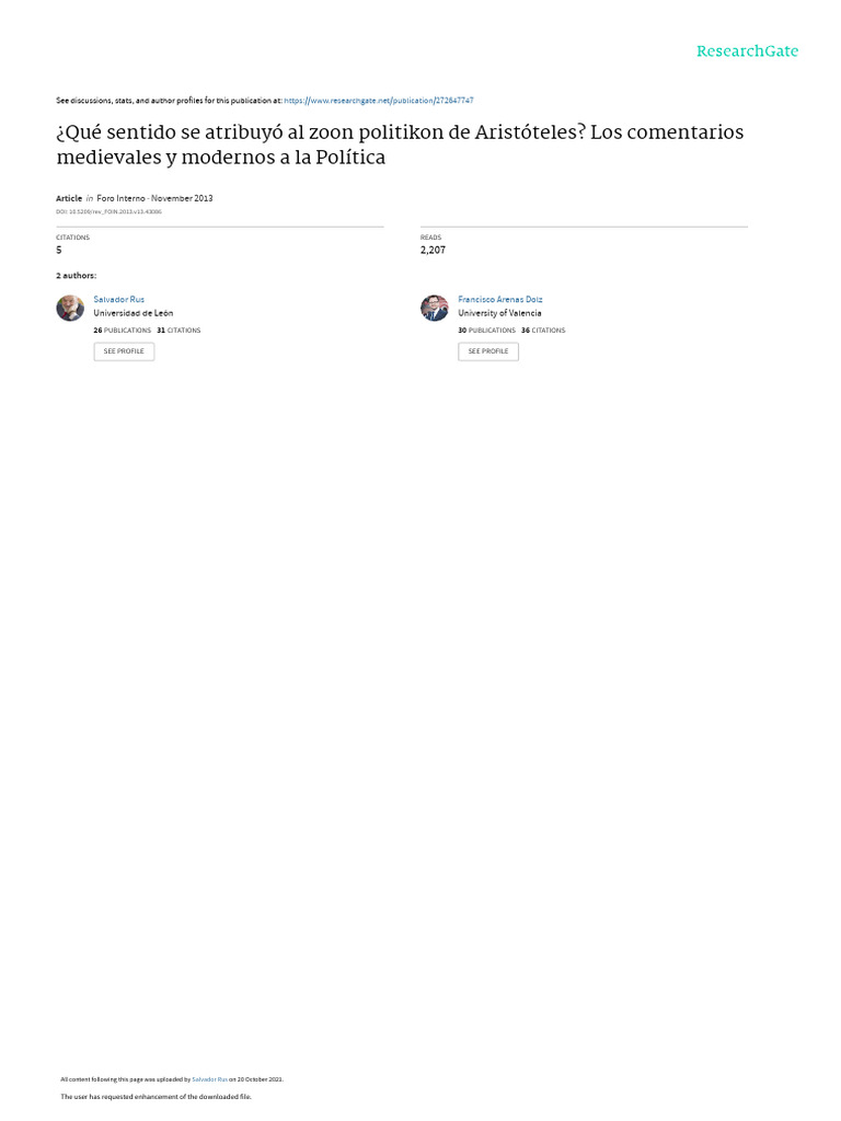 Que Sentido Se Atribuyo Al Zoon Politikon de Arist | PDF