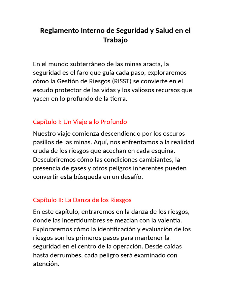 Reglamento Interno de Seguridad y Salud en El Trabajo | PDF
