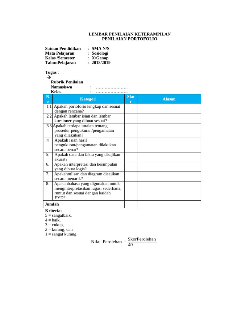 13.lampiran Portofolio RPP 3 | PDF