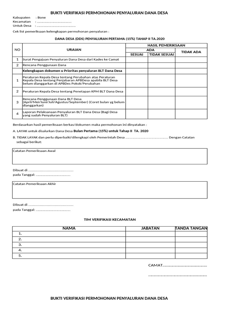Bukti Verifikasi Kec | PDF