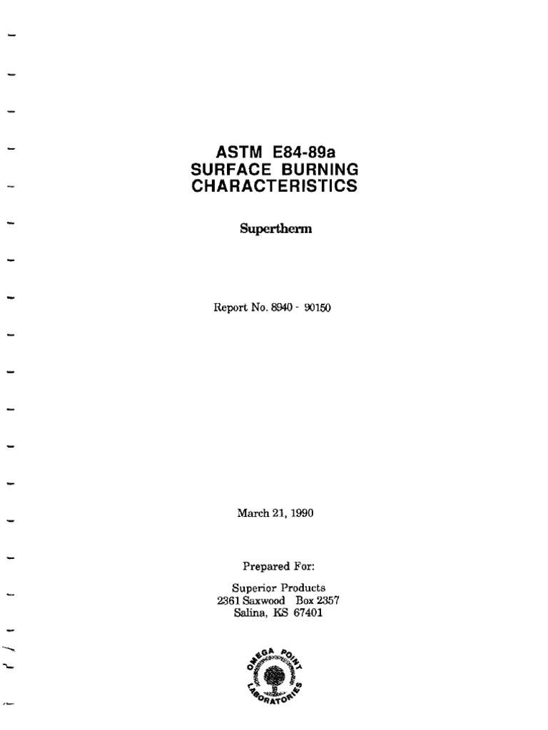 Super Therm ASTM E84 Surface Burning Characteristics | PDF