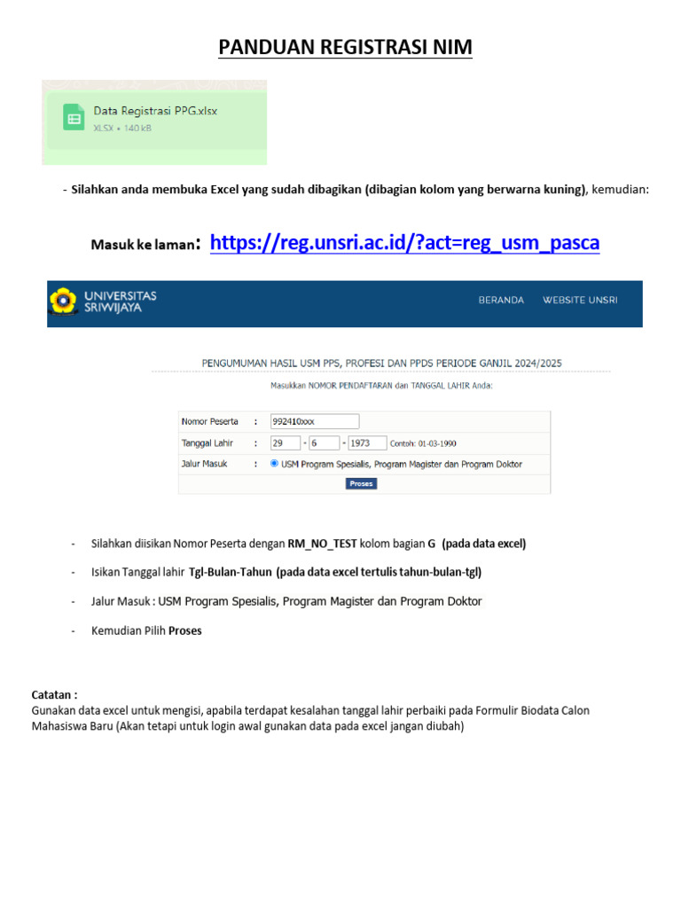 Panduan Registrasi Nim | PDF