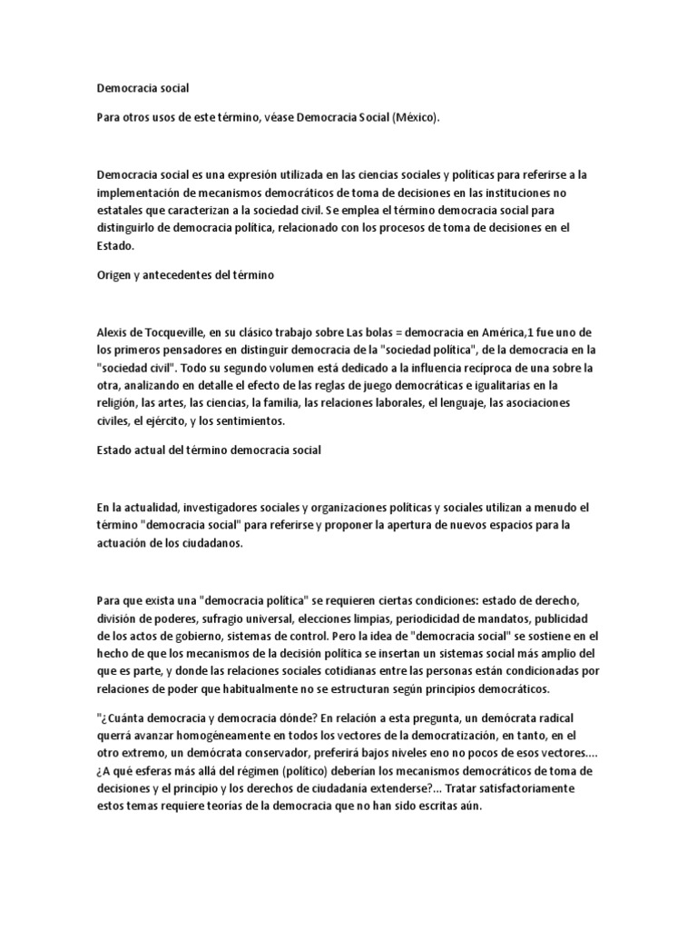 Democracia Social | PDF | Democracia | Ideologías políticas