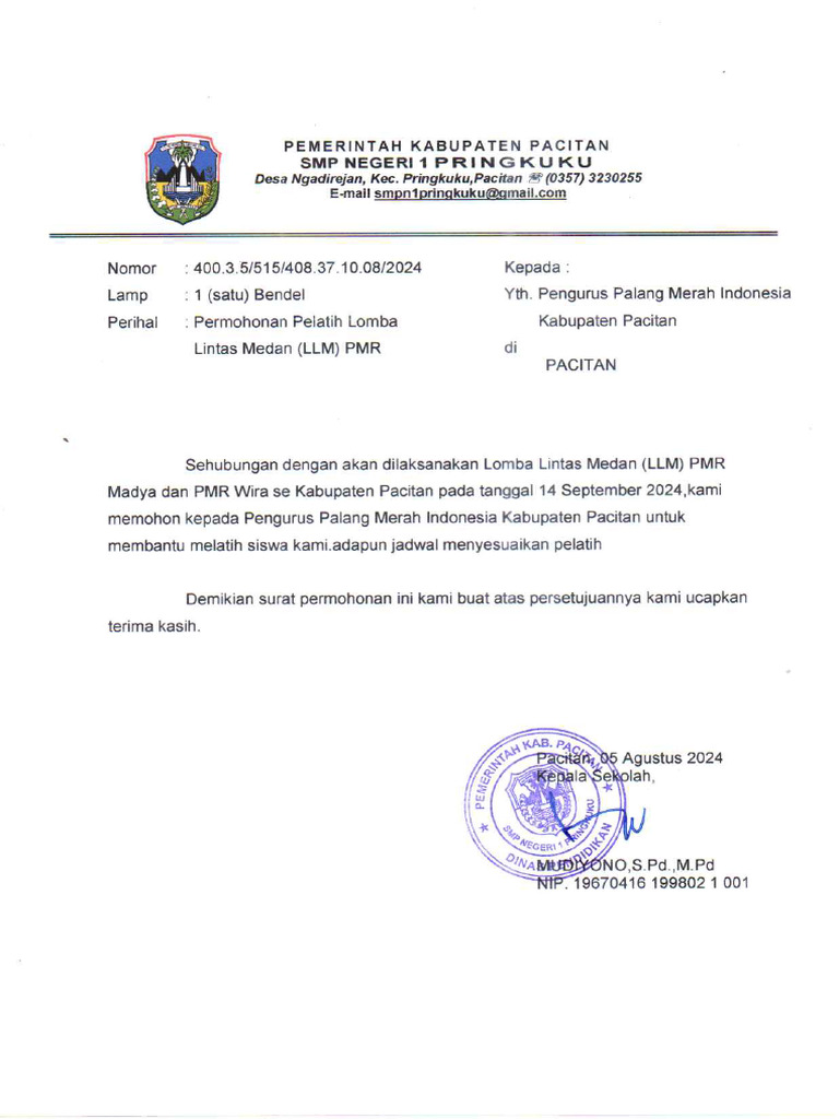 Surat Permohonan Pelatih PMR | PDF