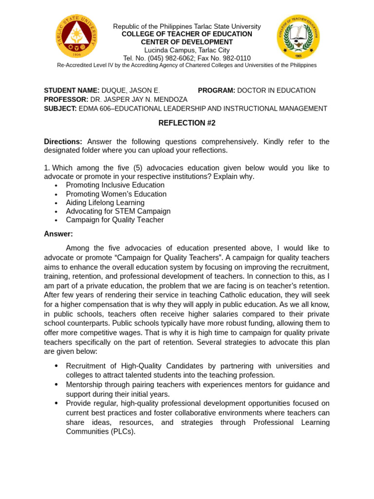 Reflection#2 Duque Jason E. | PDF