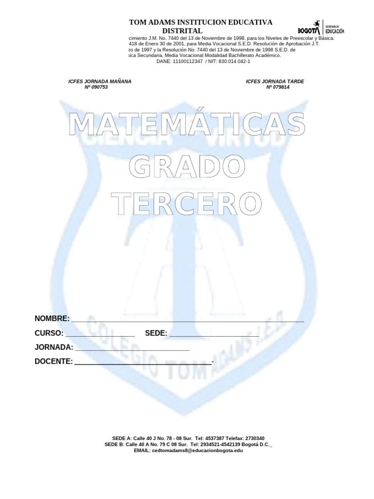 Guia Refuerzo Matematicas Grado 3 Pdf