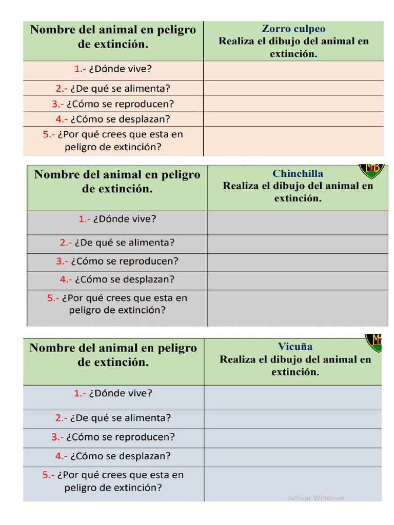 Animales en Peligro de Extincion 19 Agosto | PDF