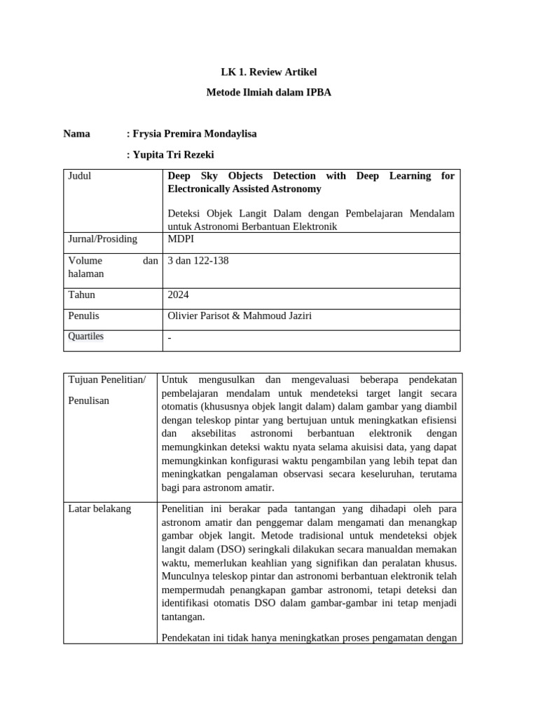 Review Artikel IPBA KLP 6 | PDF