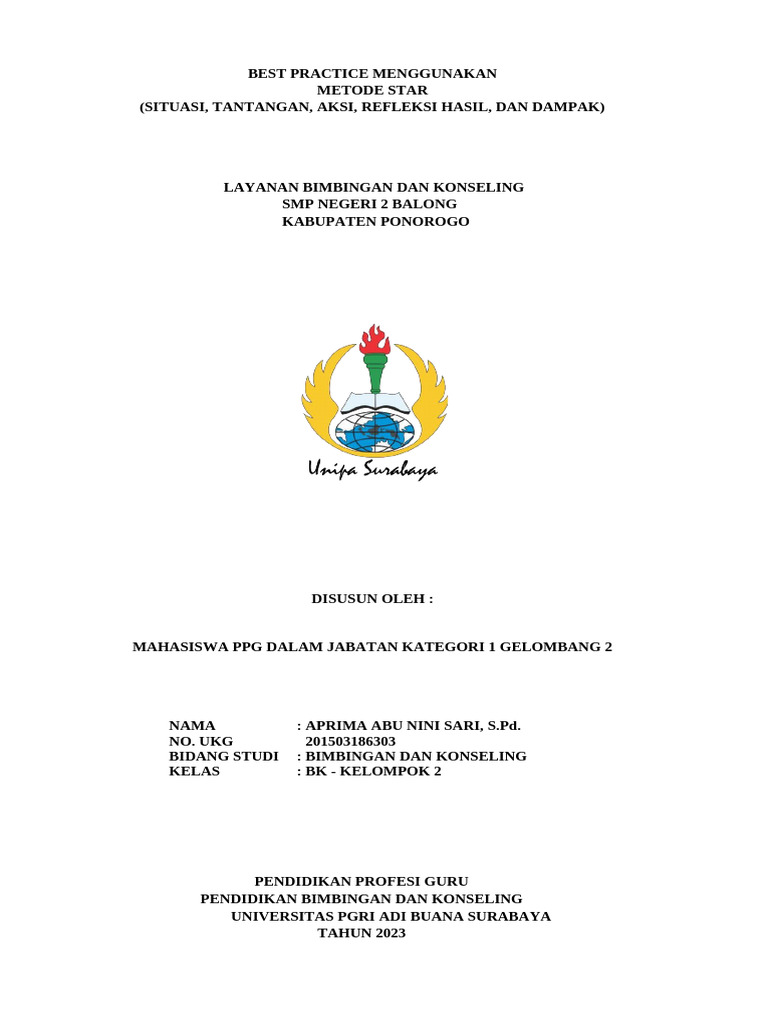 Contoh Laporan Best Practice Unipa | PDF