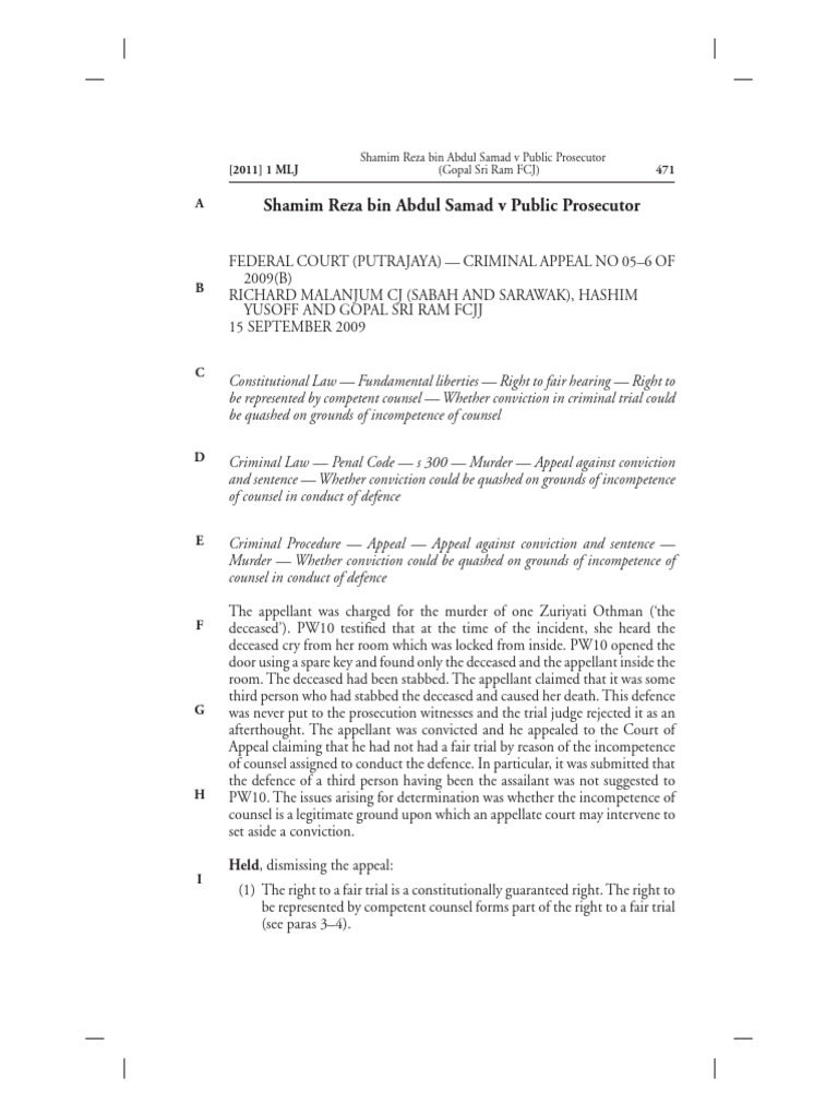 Shamim Reza Bin Abdul Samad V Public Prosecutor | PDF