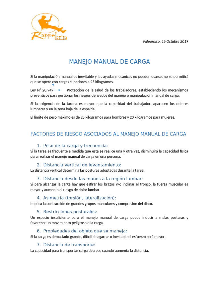 Manejo Manual de Carga | PDF